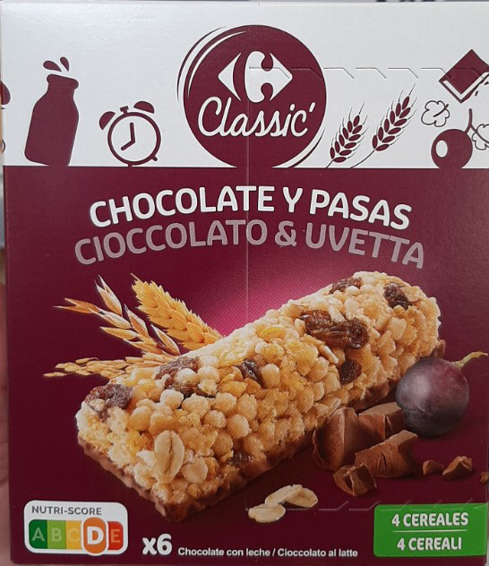 CARREFOUR CLASSIC CHOCOLATE Y PASAS : análisis y opiniones | OCU