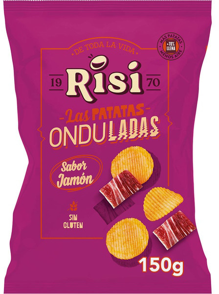 Características de RISI Las patatas onduladas sabor jamón