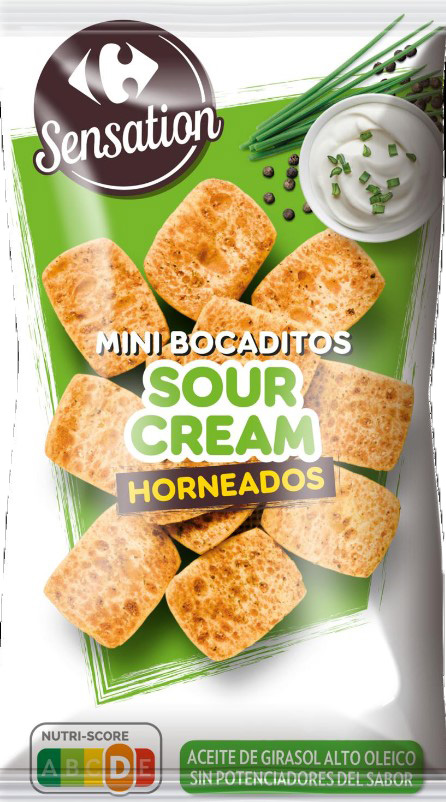 Pan tostado CARREFOUR SENSATION MINI BOCADITOS SOUR CREAM HORNEADOS ...