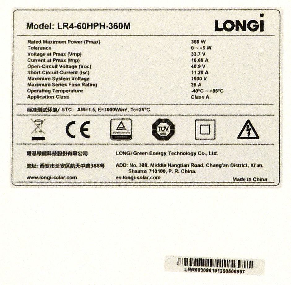Características de LONGI SOLAR LR4-60HPH-370M