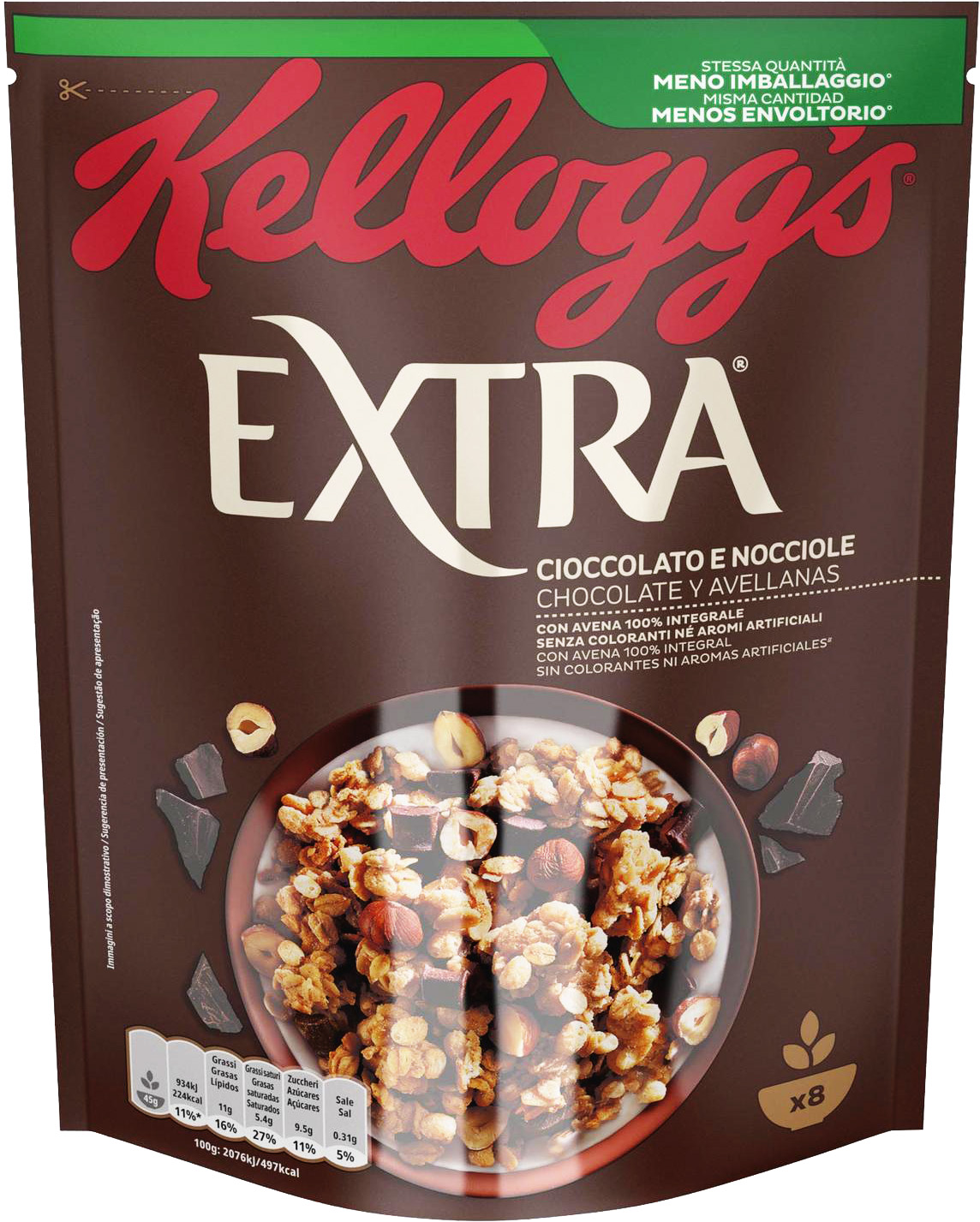 KELLOGG'S EXTRA CEREALES INTEGRALES CON CHOCOLATE Y AVELLANA 500G ...